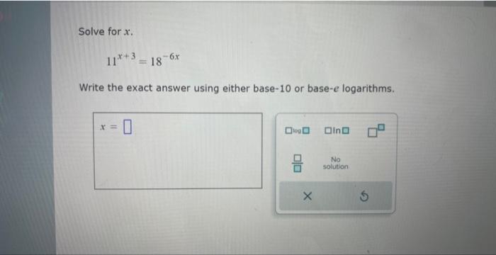 Solved Solve for x. 11x+3=18−6x Write the exact answer using | Chegg.com