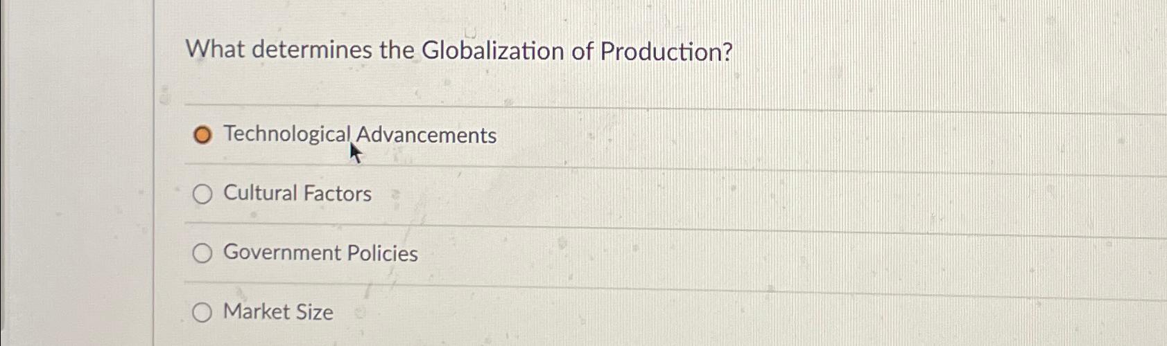 Solved What determines the Globalization of | Chegg.com
