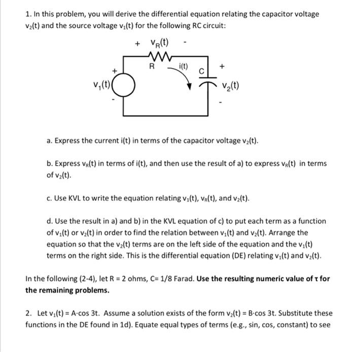 Solved 1. In this problem, you will derive the differential | Chegg.com