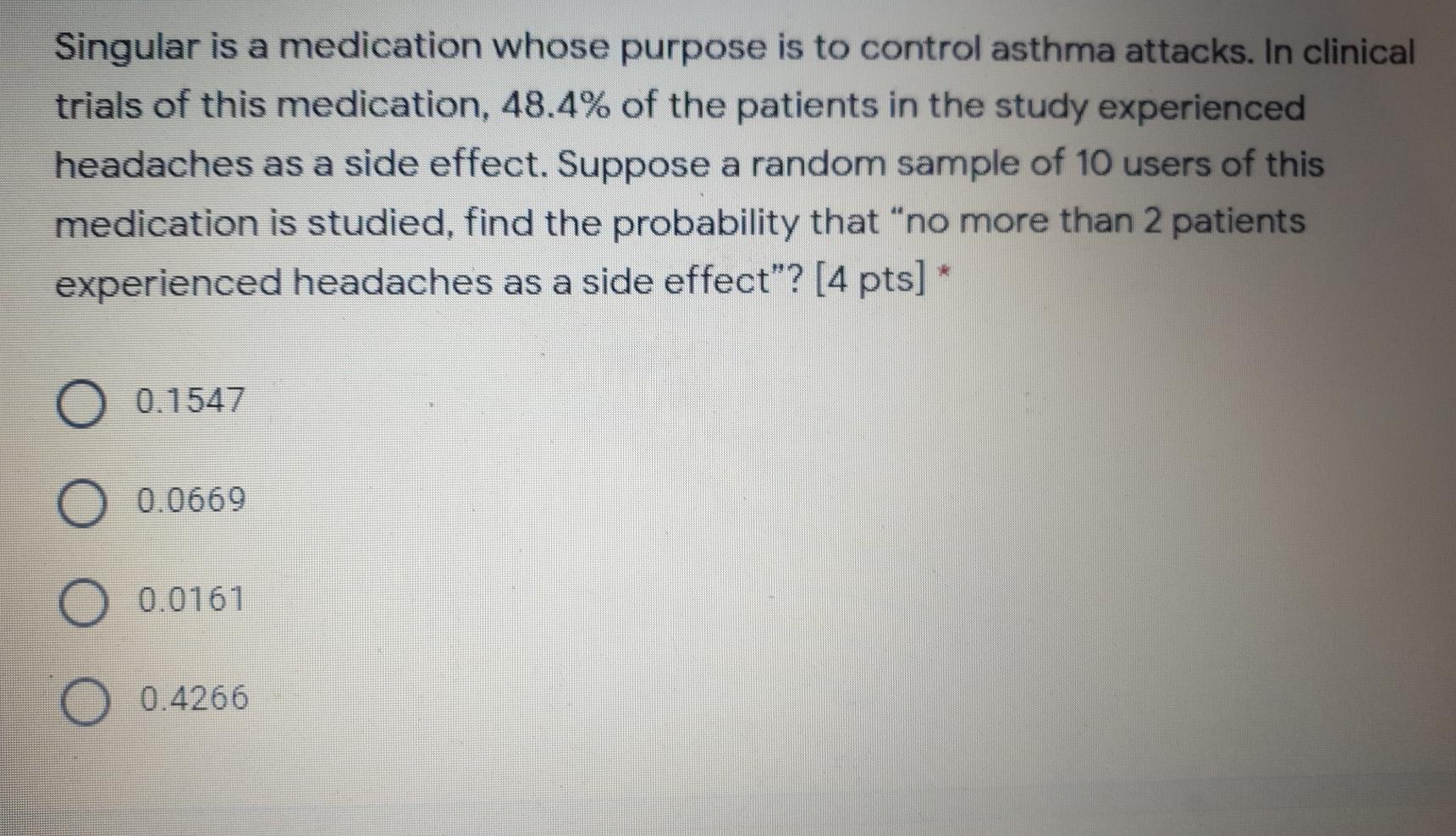 Solved Singular is a medication whose purpose is to control | Chegg.com