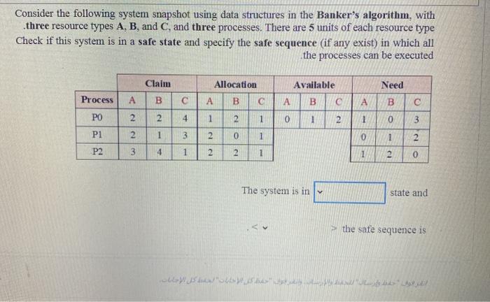 Consider the following system snapshot using data | Chegg.com
