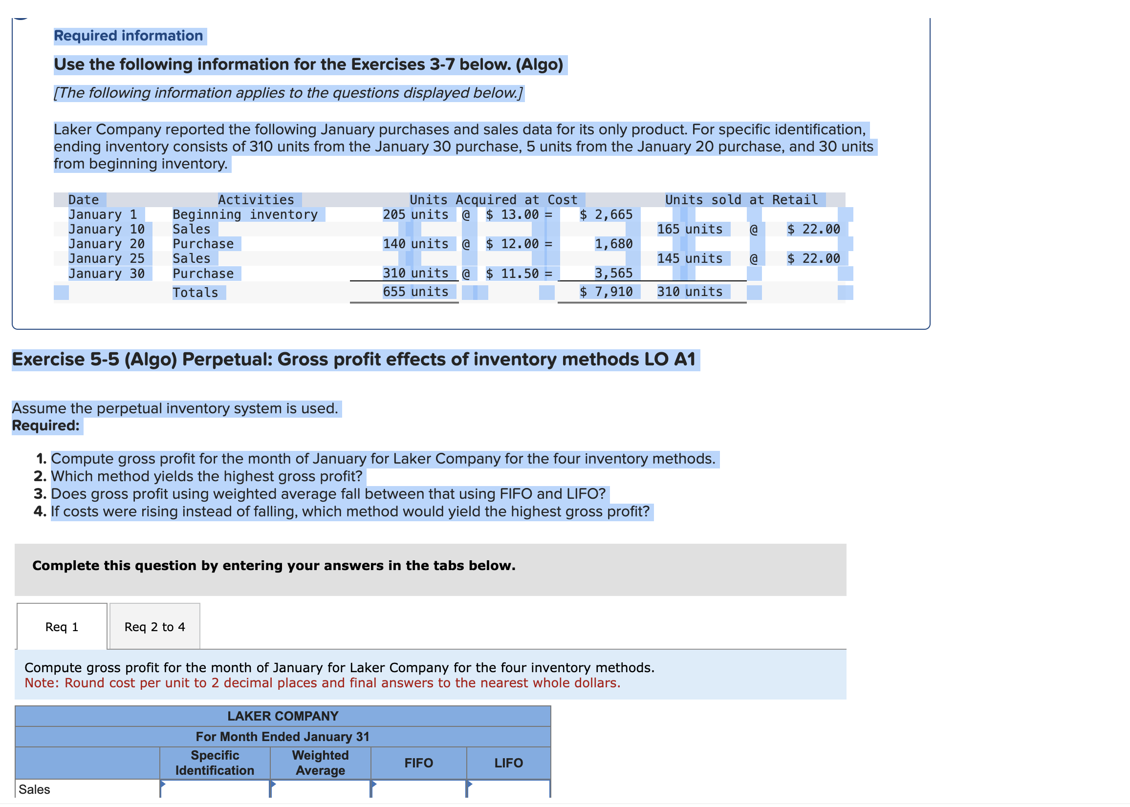 Solved Required informationUse the following information for | Chegg.com