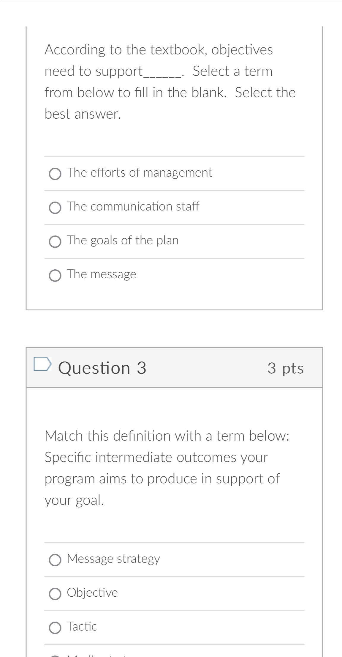 Solved According to the textbook, objectives need to support | Chegg.com