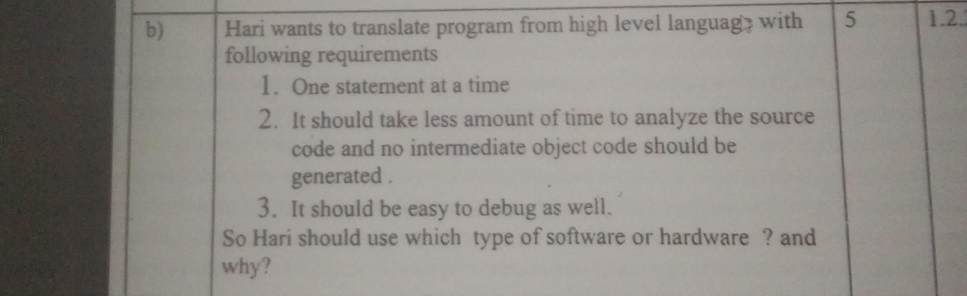 Solved Hari wants to translate program from high level | Chegg.com