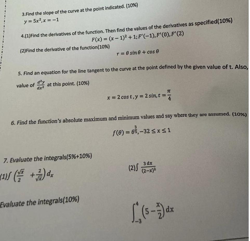 Solved 3.Find the slope of the curve at the point indicated. | Chegg.com
