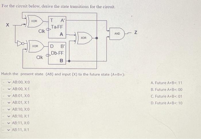Solved For the circuit below, derive the state transitions | Chegg.com