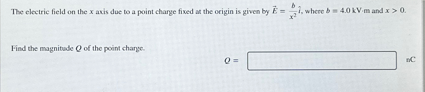 Solved The electric field on the x ﻿axis due to a point | Chegg.com