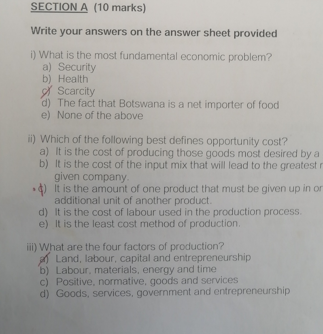 Solved SECTION A (10 ﻿marks)Write your answers on the answer | Chegg.com