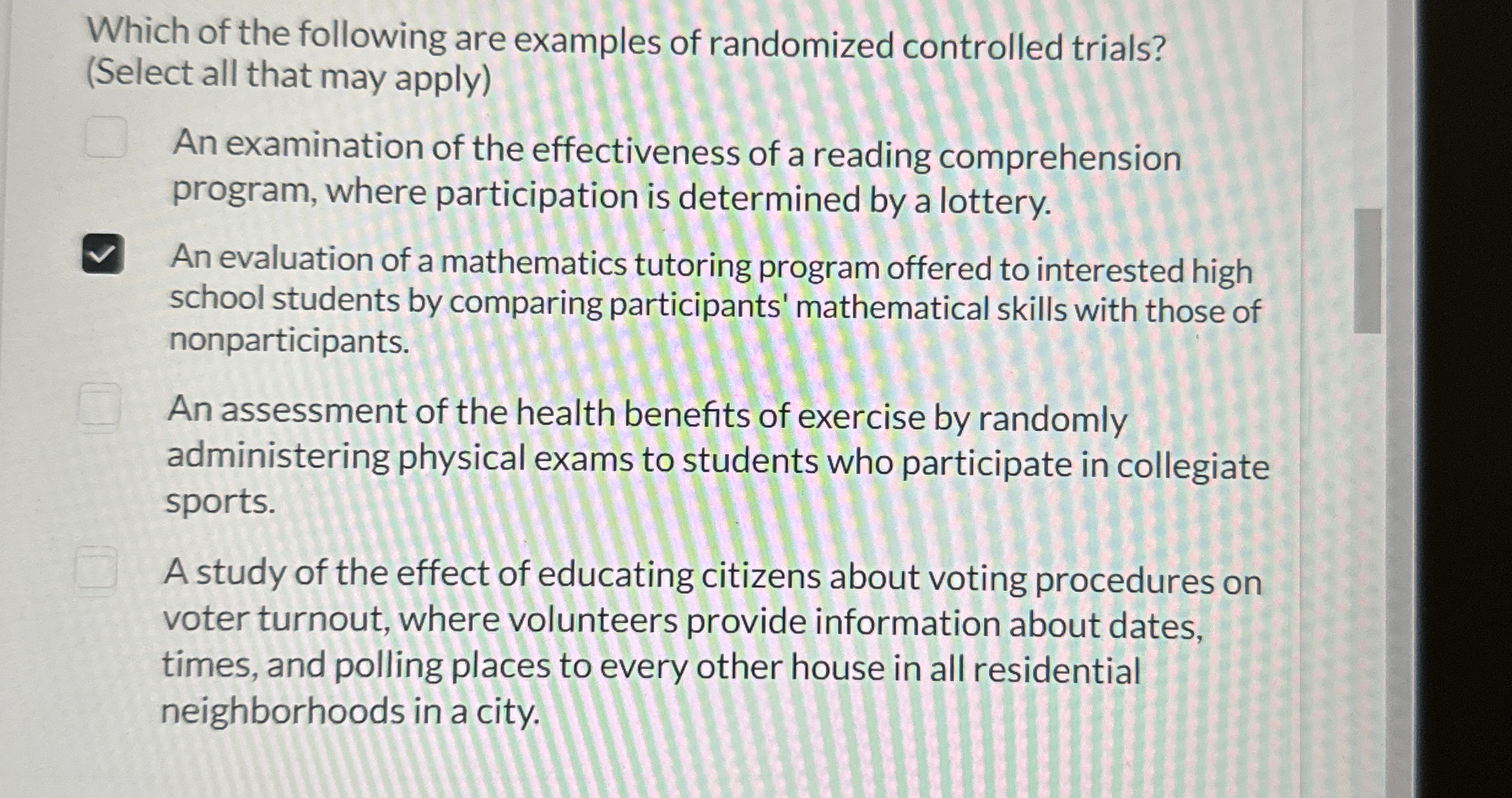 Solved Which of the following are examples of randomized | Chegg.com