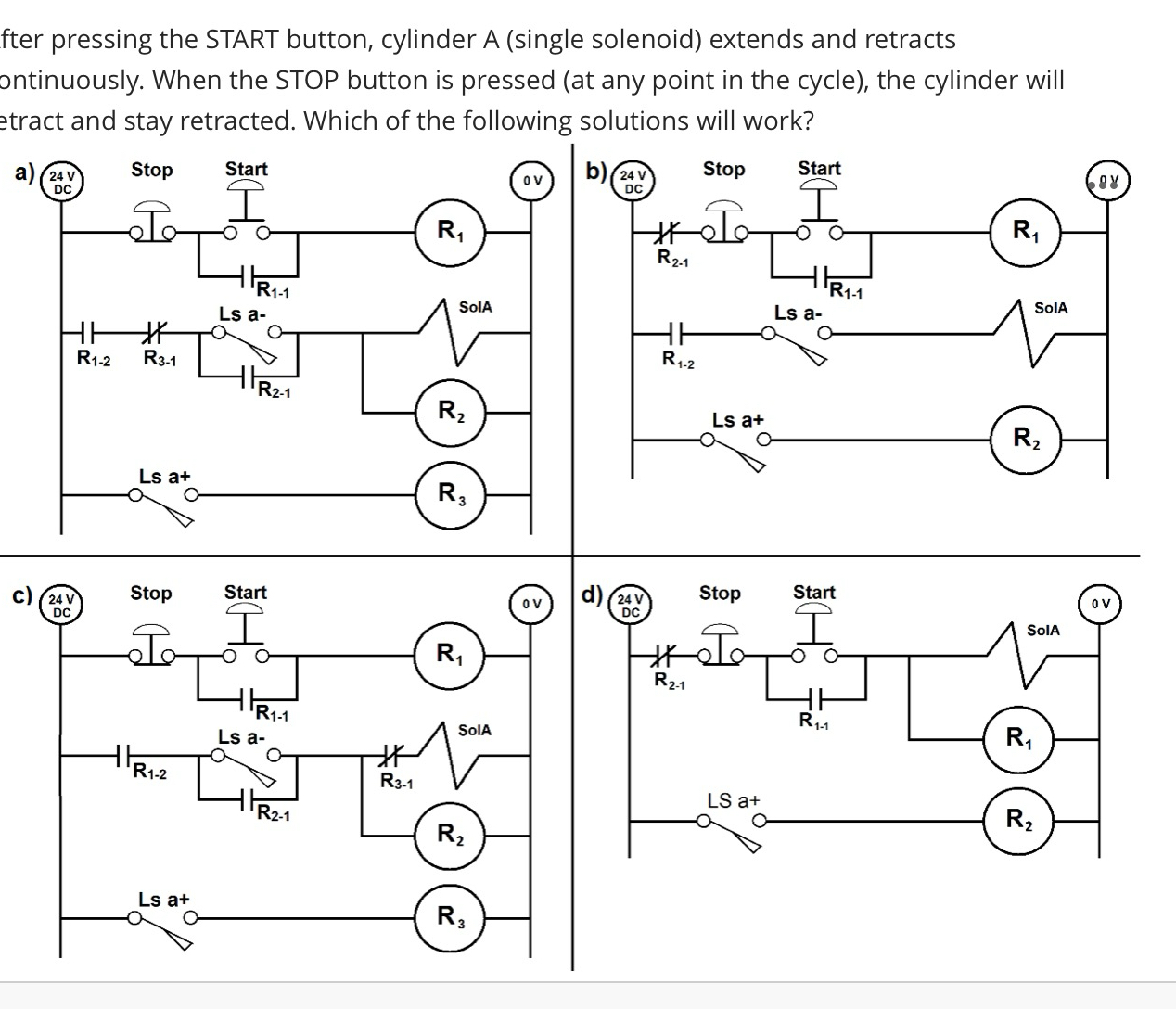 Solved fter pressing the START button, cylinder A (single | Chegg.com