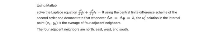 Using Matlab, solve the Laplace equation | Chegg.com