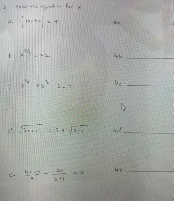 Solved can you please show me how to solve a. b. c. d. and | Chegg.com