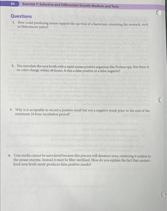 Solved Questions 1. How could producing urease support the | Chegg.com
