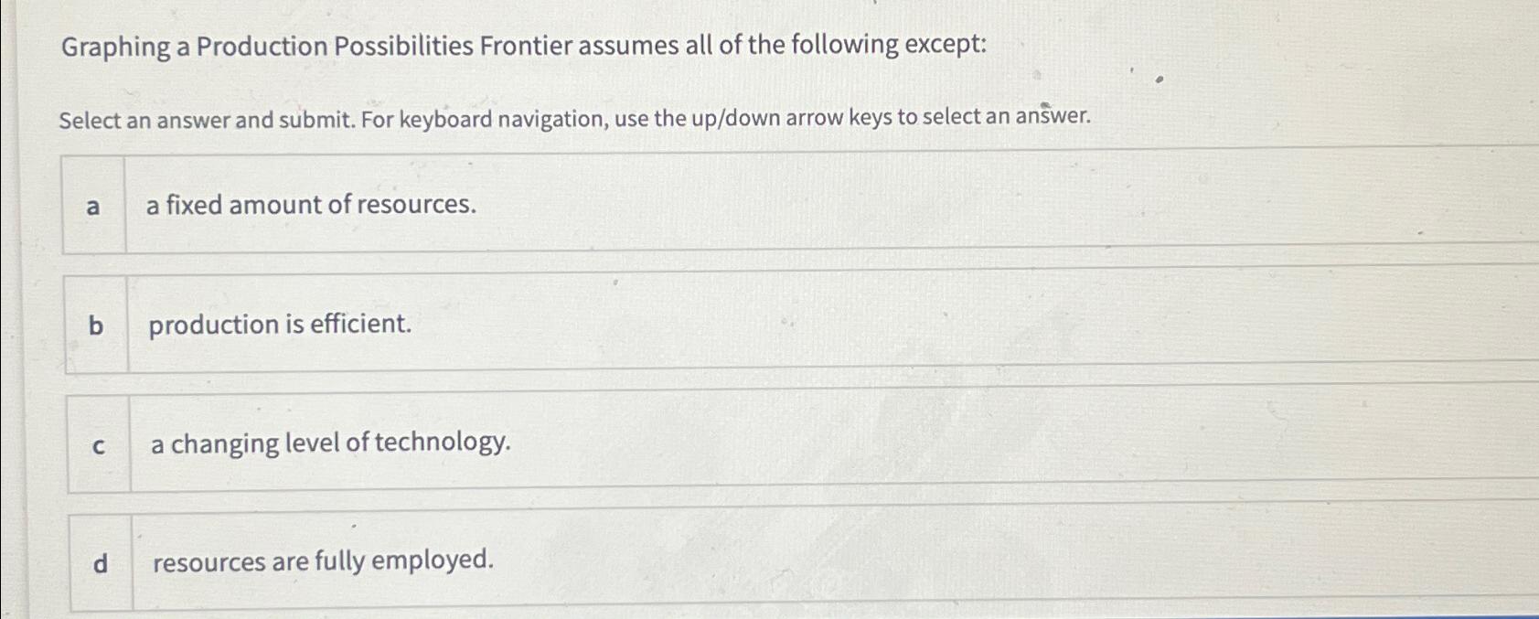 Solved Graphing a Production Possibilities Frontier assumes | Chegg.com