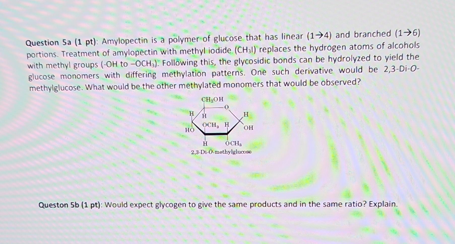 Solved Question 5a ( 1pt) : Amylopectin is a polymer of | Chegg.com
