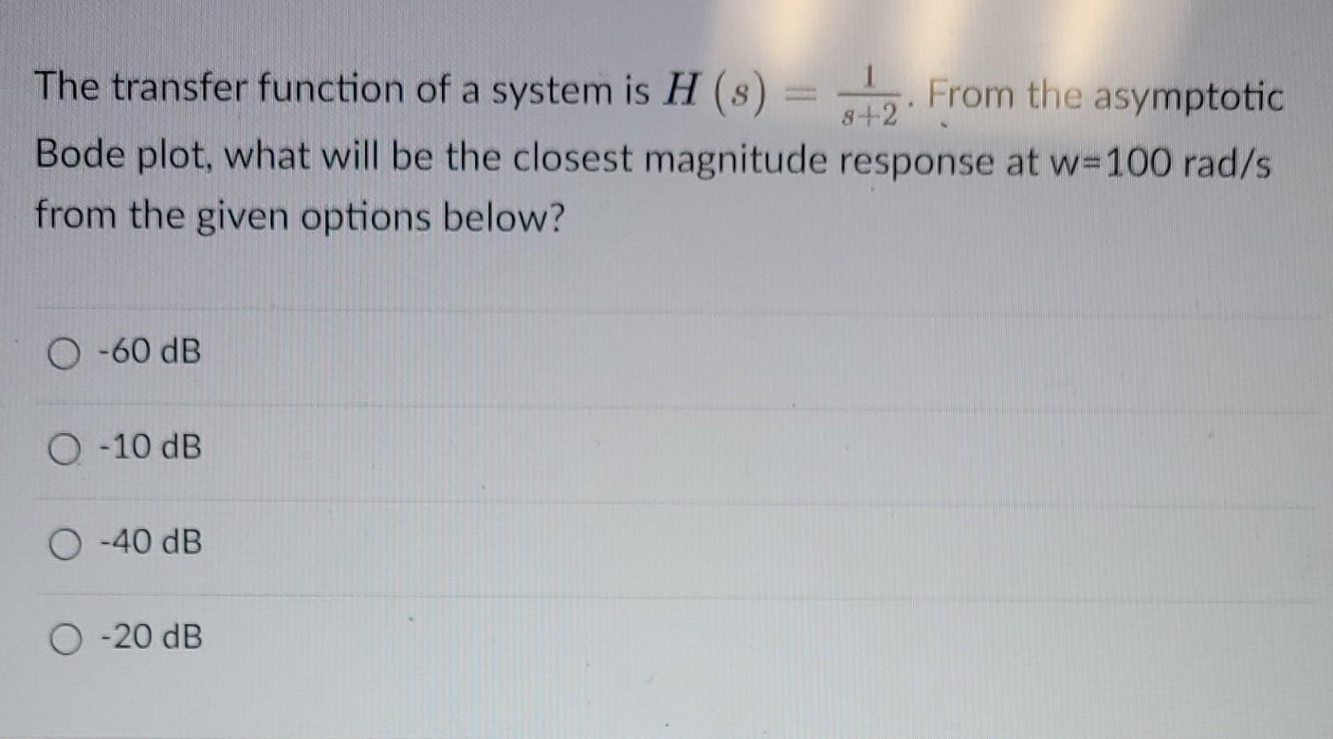 Solved The transfer function of a system is H(s)=s+21. From | Chegg.com