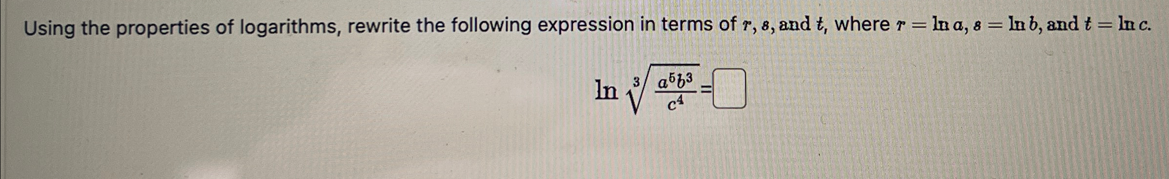 Solved Using the properties of logarithms, rewrite the | Chegg.com
