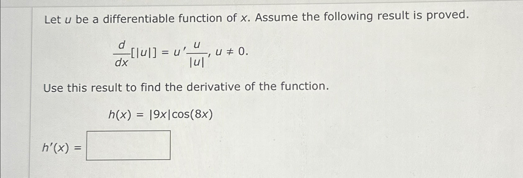 Solved Let u ﻿be a differentiable function of x. ﻿Assume the | Chegg.com