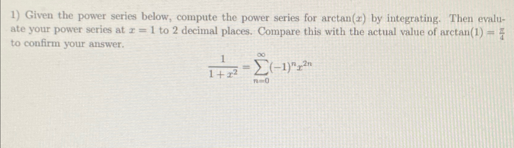 Given the power series below, compute the power | Chegg.com