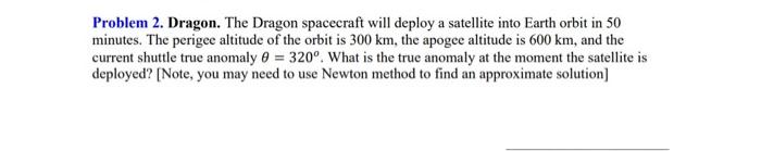 Solved Problem 2. Dragon. The Dragon spacecraft will deploy | Chegg.com