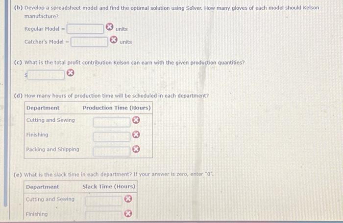 (b) Develop a spreadsheet model and find the optimal | Chegg.com