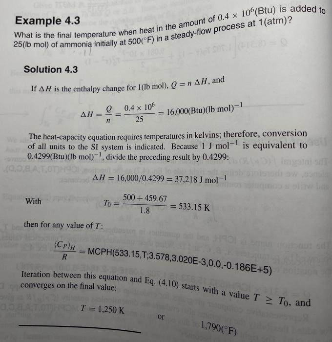 Solved Example 4.3 What is the final temperature when heat | Chegg.com