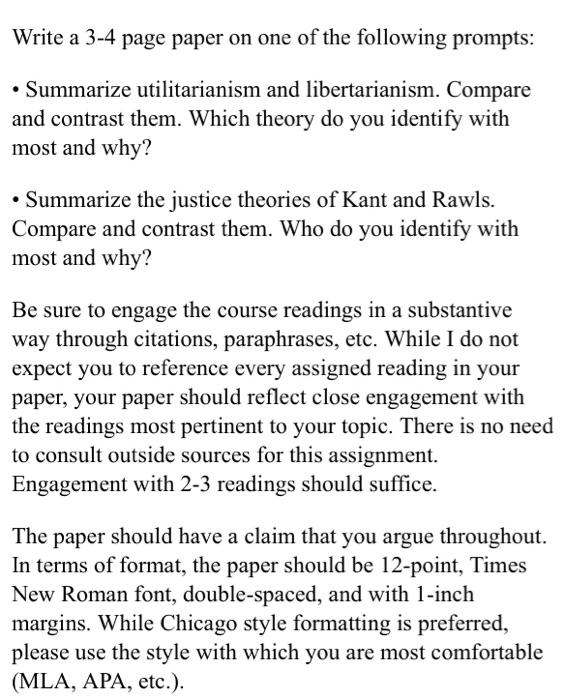 Write a 3-4 page paper on one of the following | Chegg.com