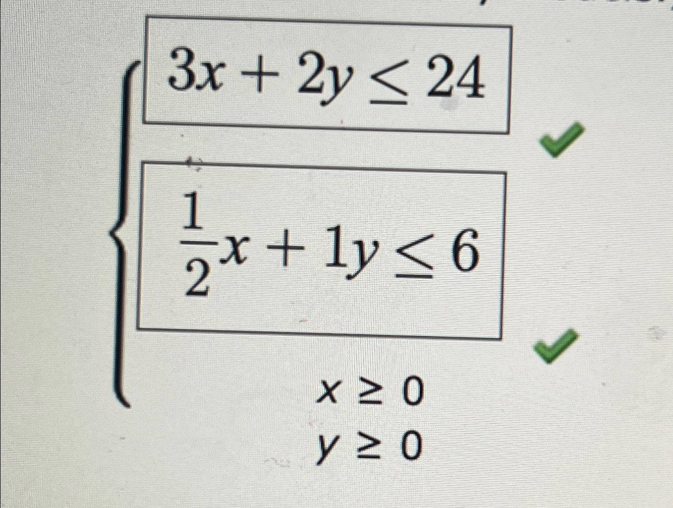 Solved 3x+2y≤2412x+1y≤6x≥0y≥0 | Chegg.com