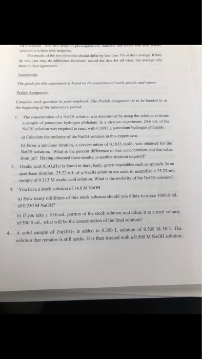 Solved solution to a faint pink endpoint The results of the | Chegg.com