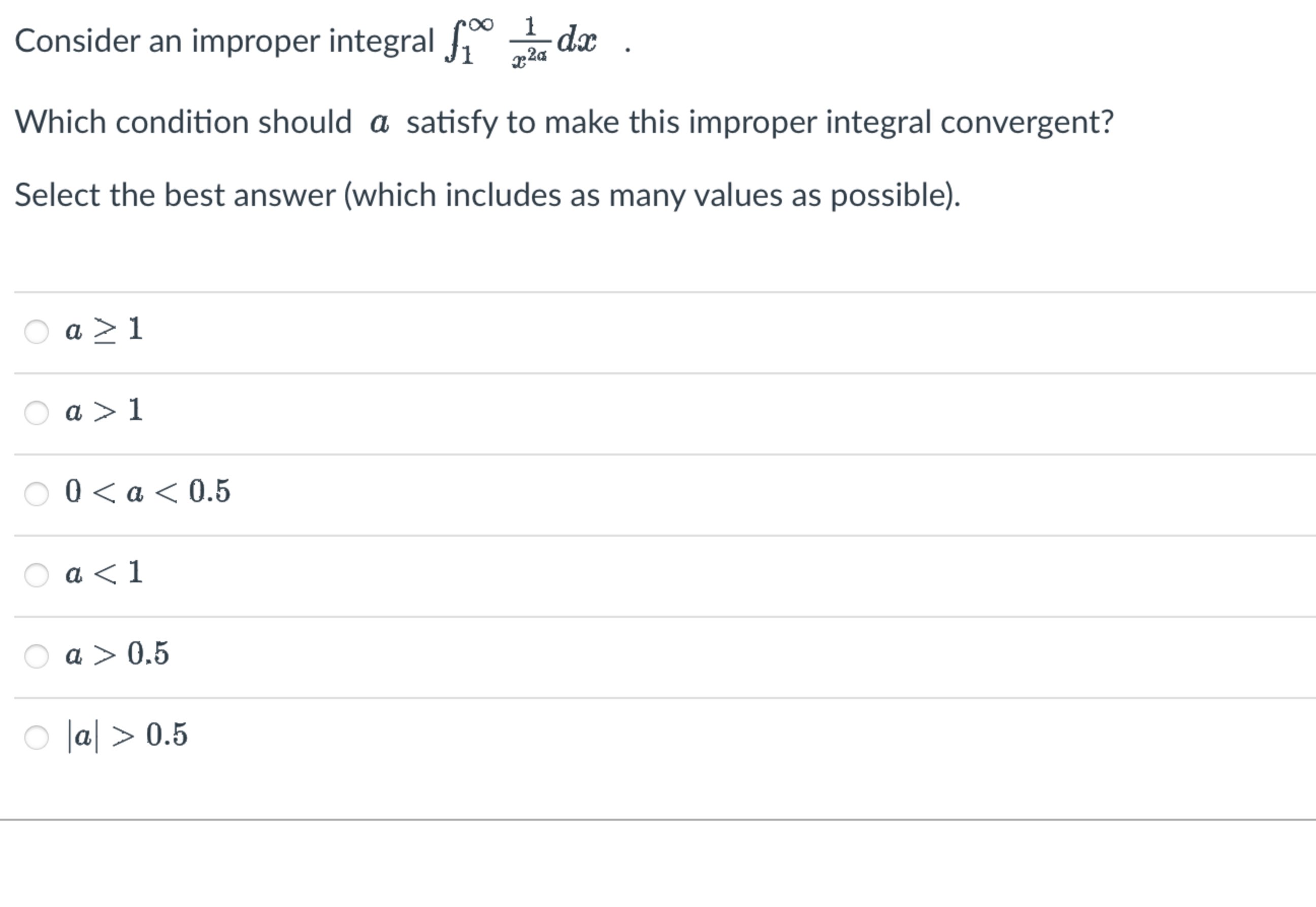 Solved Consider an improper integral ∫1∞1x2αdx.Which | Chegg.com