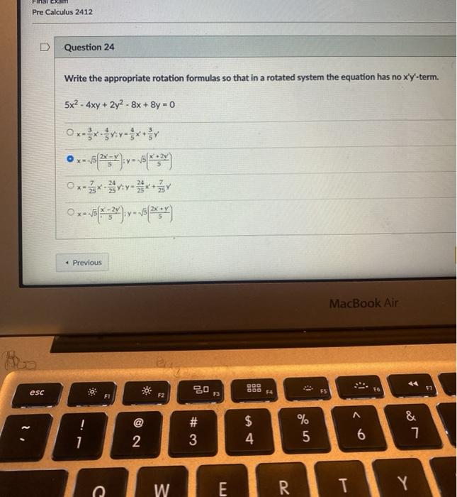 Solved Pre Calculus 2412 Question 24 Write the appropriate | Chegg.com