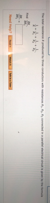 Solved + + The total resistance R produced by three | Chegg.com