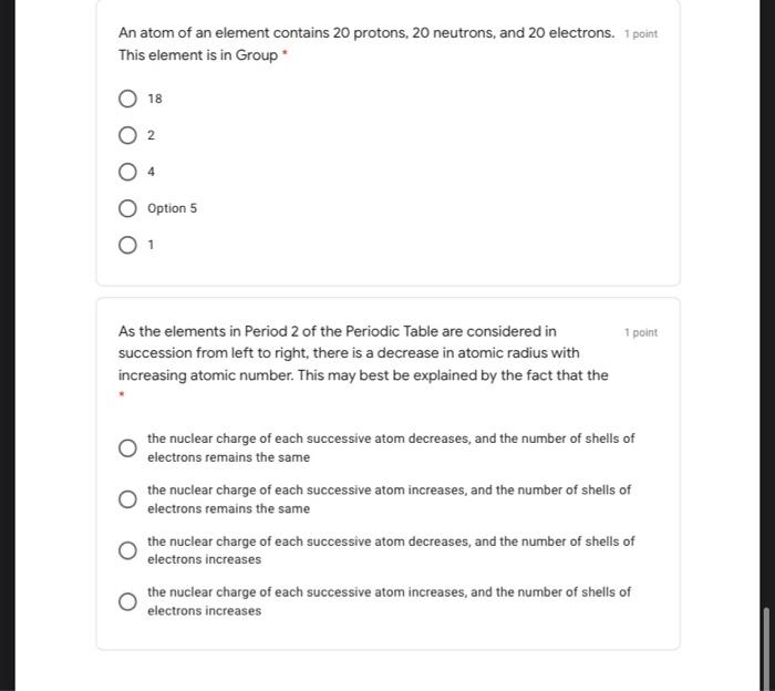 Solved An atom of an element contains 20 protons, 20 | Chegg.com