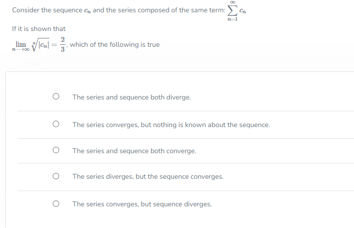 Solved Consider the sequence cn ﻿and the series composed of | Chegg.com