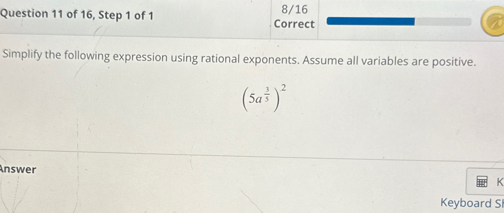 Solved Question 11 ﻿of 16 , ﻿Step 1 ﻿of 1816CorrectSimplify | Chegg.com