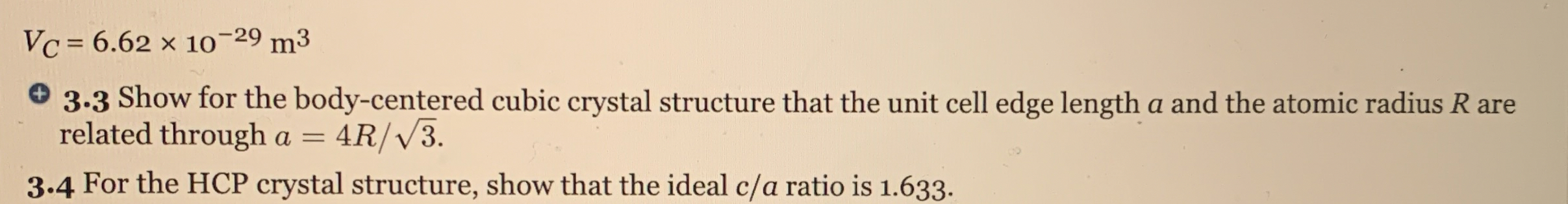 Solved ?o+ 3.3 ﻿Show for the body-centered cubic crystal | Chegg.com