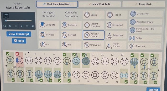 I need help with tooth 2, the patient has a class V | Chegg.com
