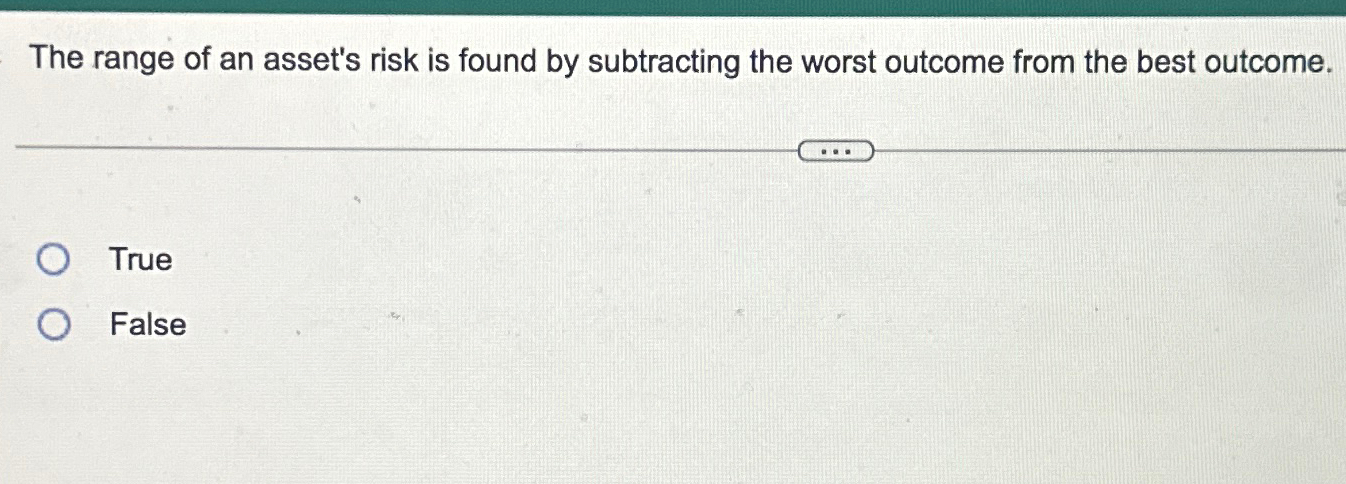 Solved The range of an asset's risk is found by subtracting | Chegg.com