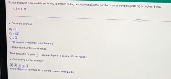 Solved Provided below is a simple data set for you to | Chegg.com