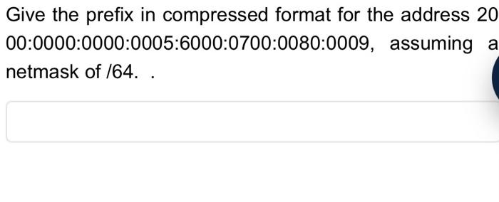 Solved Give the prefix in compressed format for the address | Chegg.com