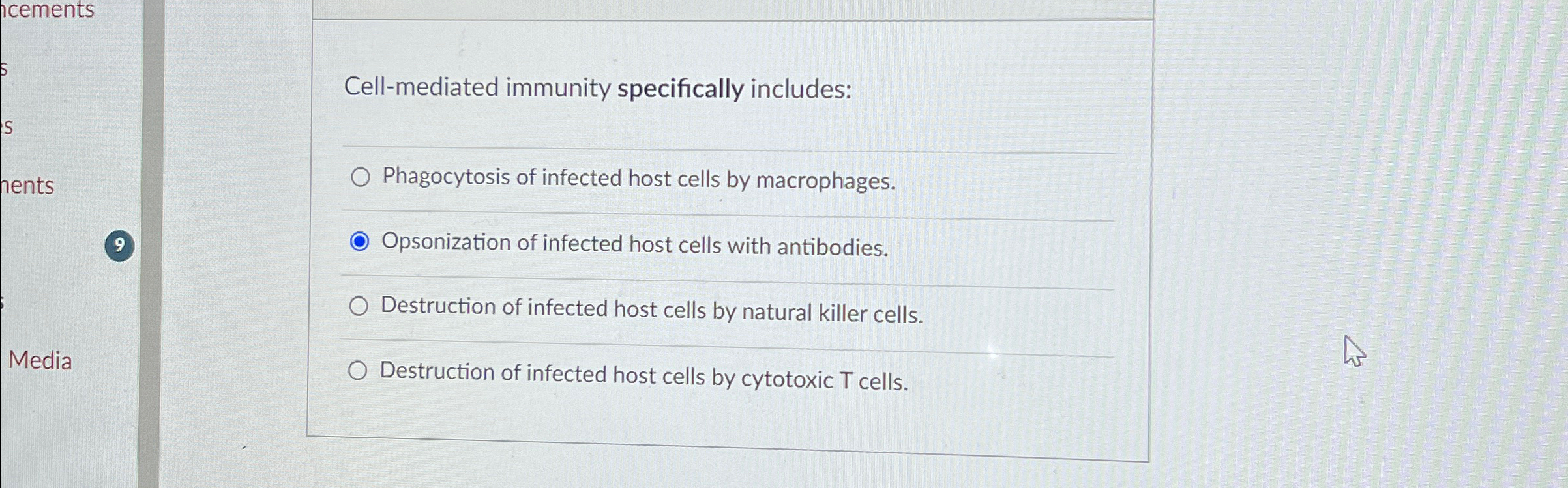 Solved Cell-mediated immunity specifically | Chegg.com