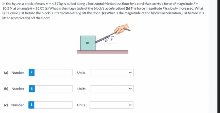 Solved In the figure, a block of mass m=4.57 kg is pulled | Chegg.com