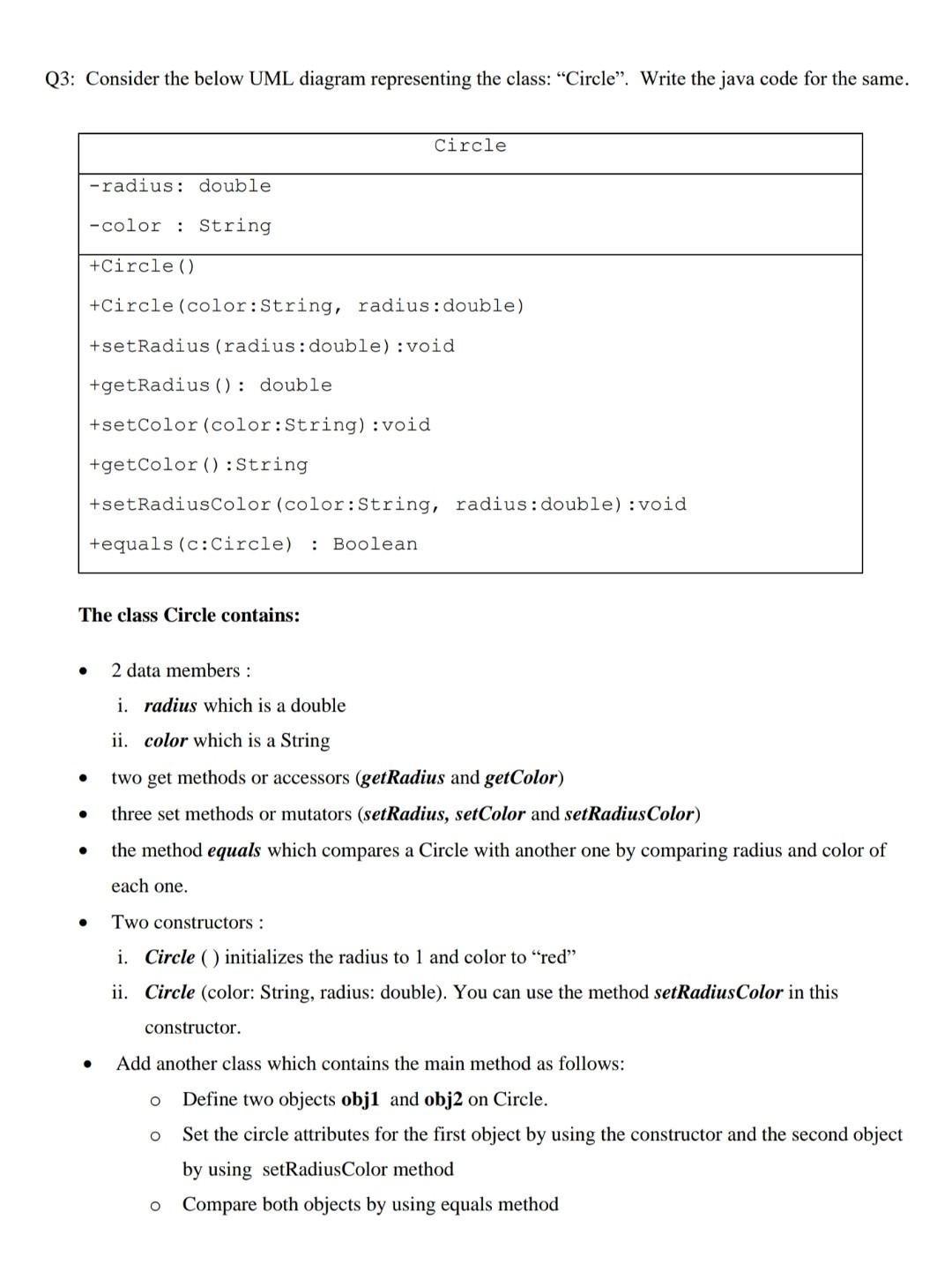 Solved Q3: Consider the below UML diagram representing the | Chegg.com