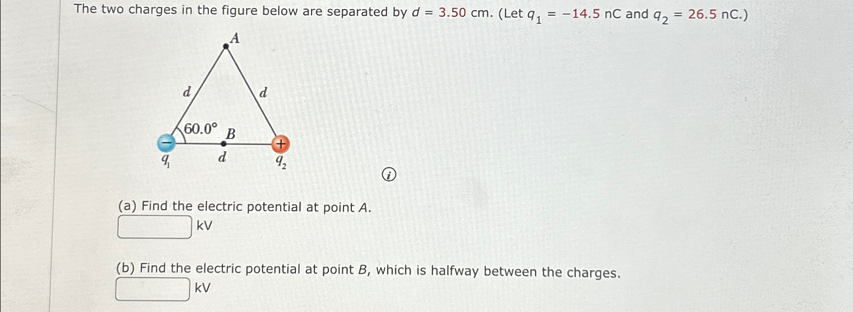 Solved The two charges in the figure below are separated by | Chegg.com