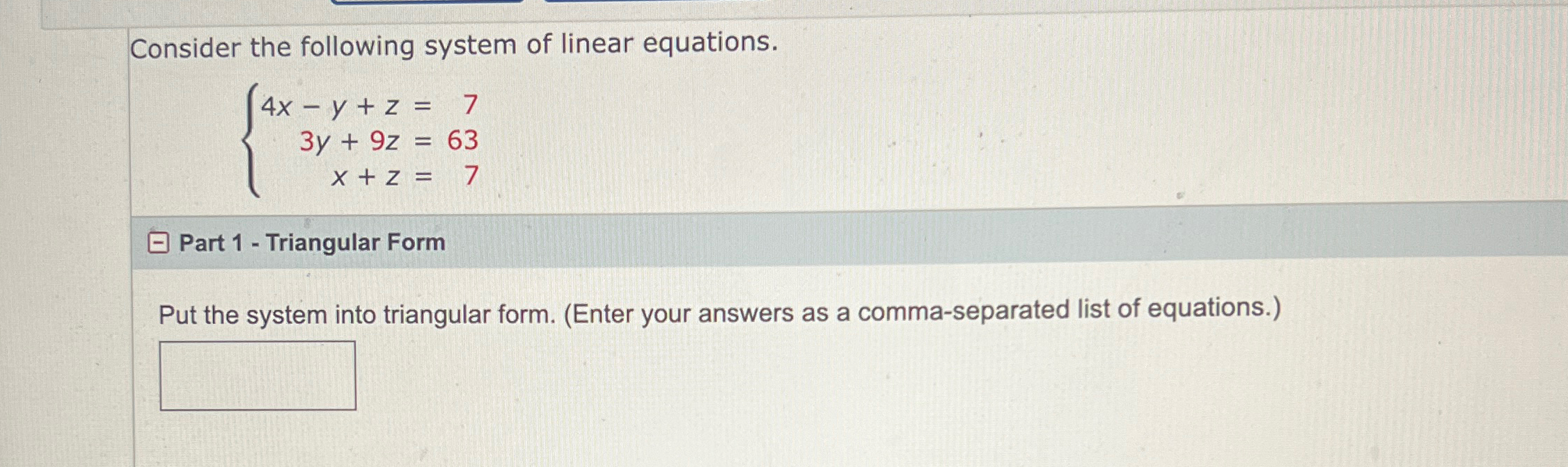 Solved Consider the following system of linear | Chegg.com