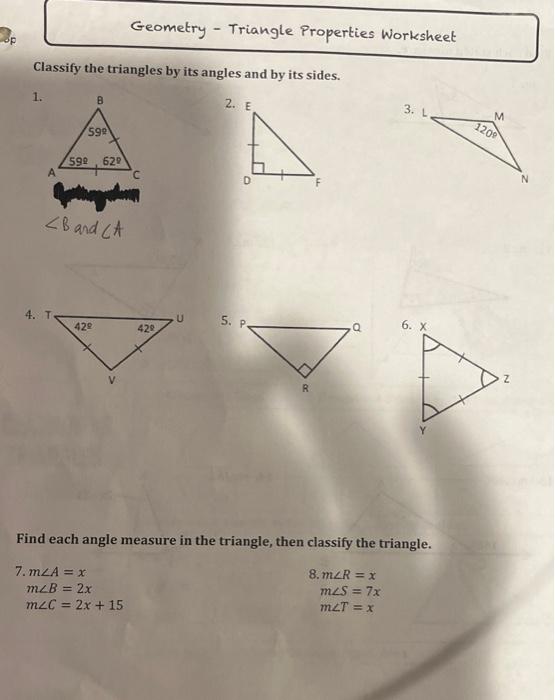 Solved Classify the triangles by its angles and by its | Chegg.com