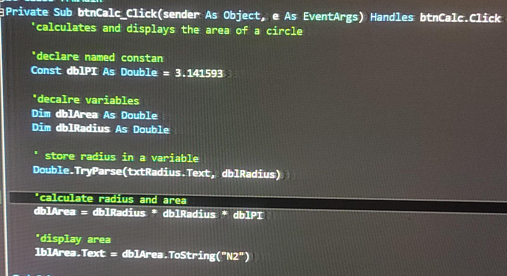 Solved 3. In this exercise, you modify the Circle Area | Chegg.com