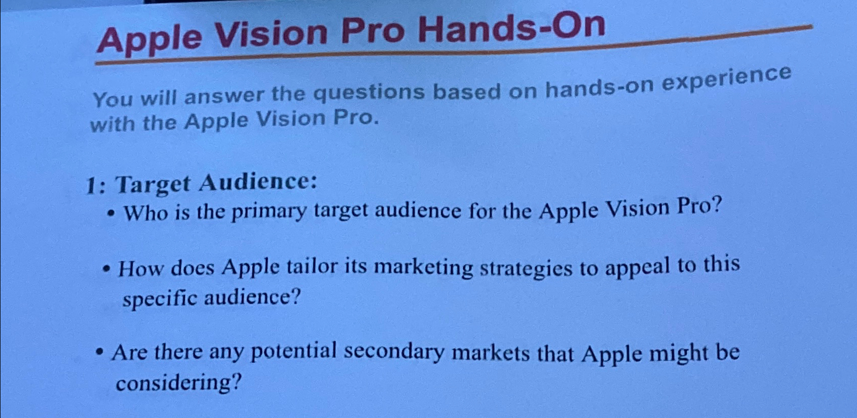 Solved Apple Vision Pro Hands-OnYou will answer the | Chegg.com