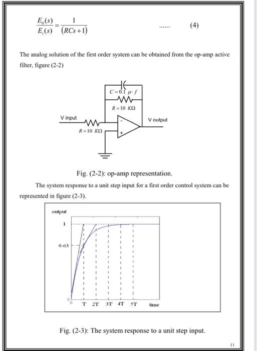 Experiment Three First Order Systems Analysis Obiect | Chegg.com