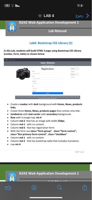 Home News products Lab4: Bootstrap CSS Library (1) In | Chegg.com
